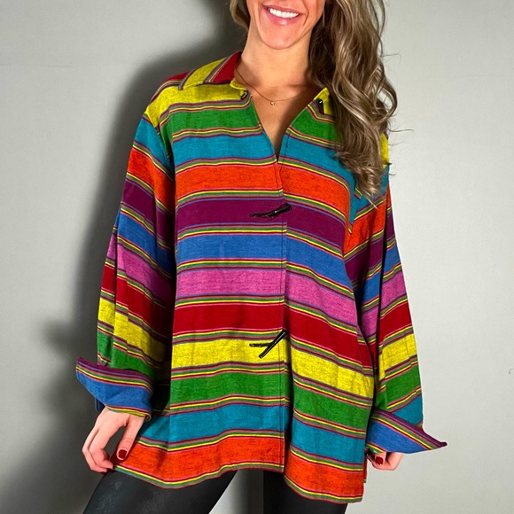 Norm Thompson | Tops | Vintage Norm Thompson Rainbow Striped Oversized ...